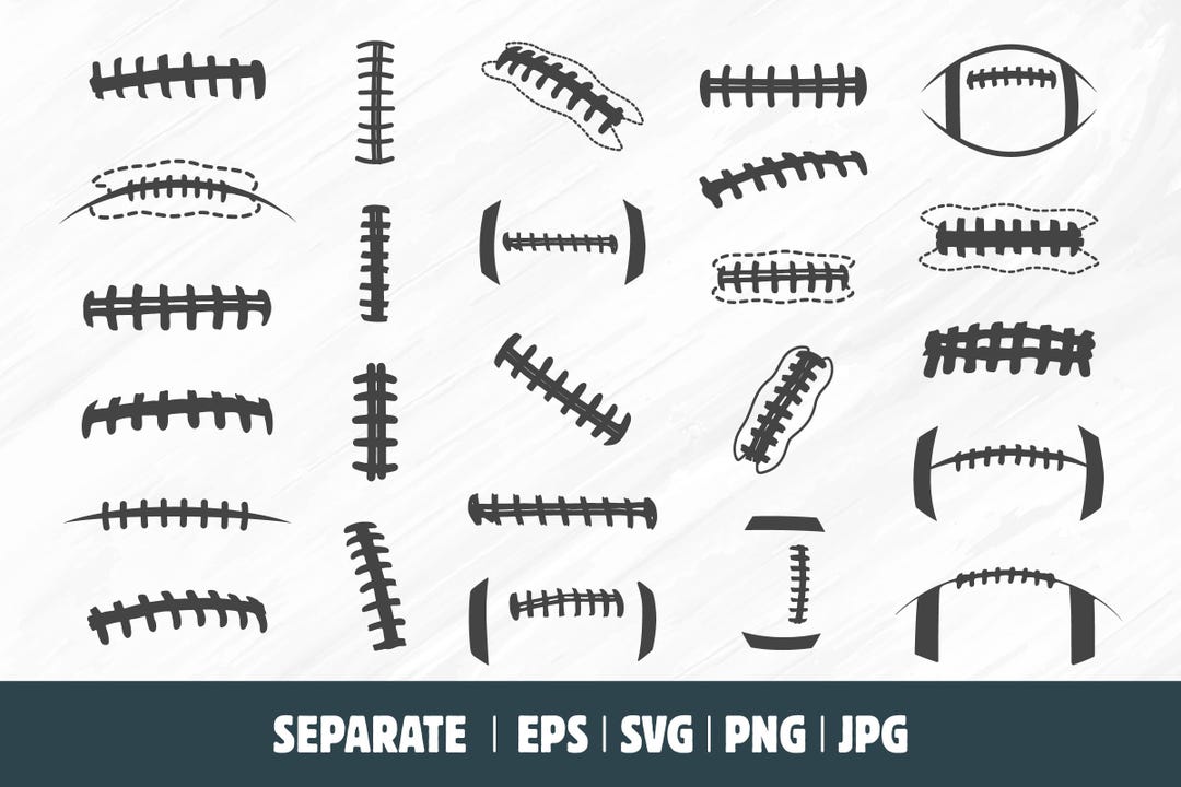 Football Laces SVG: Seams Clipart, Cricut Cut File (digital Download ...