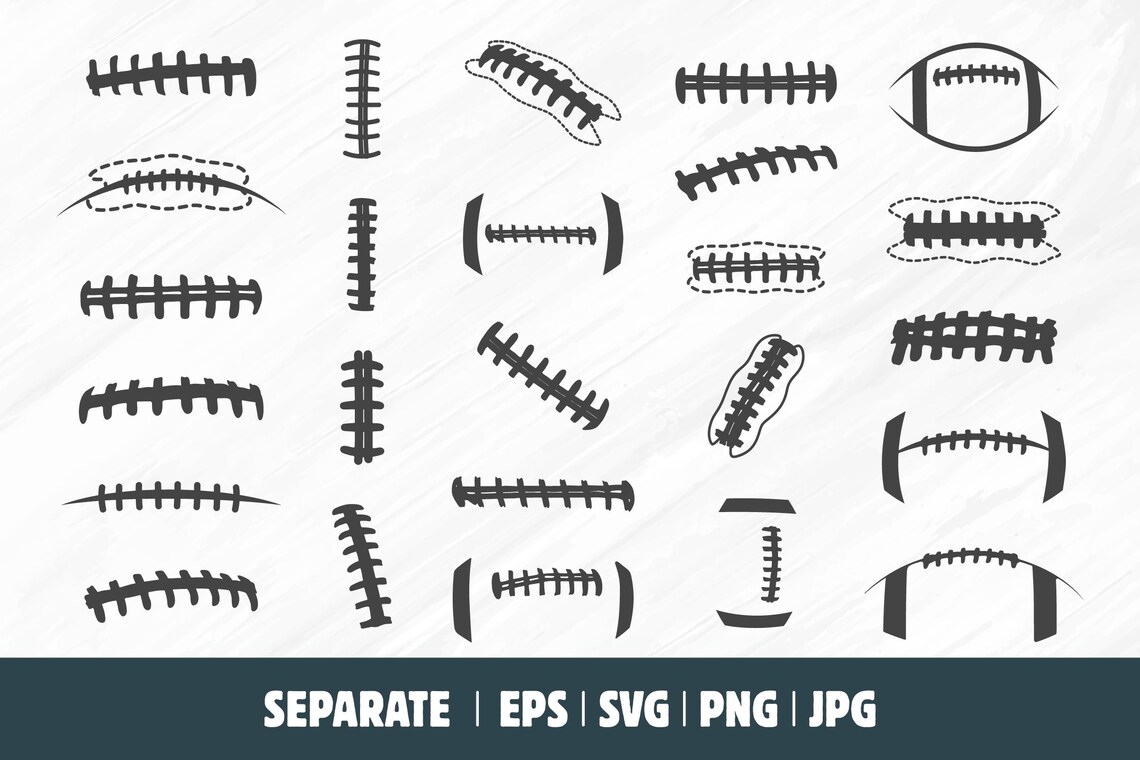 Football Laces SVG: Seams Clipart, Cricut Cut File (digital Download ...