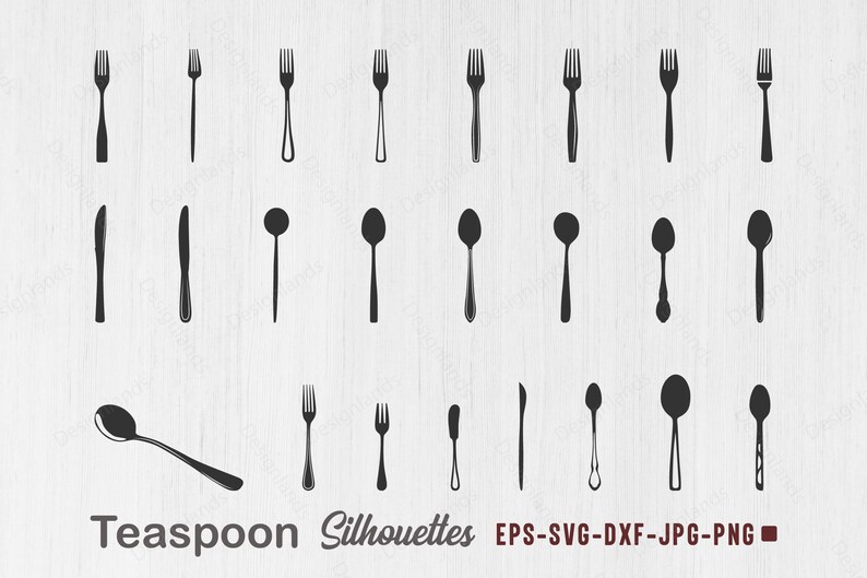 Teaspoon SVG, Spoon SVG, Forks SVG, Teaspoon Silhouette, Spoon ...