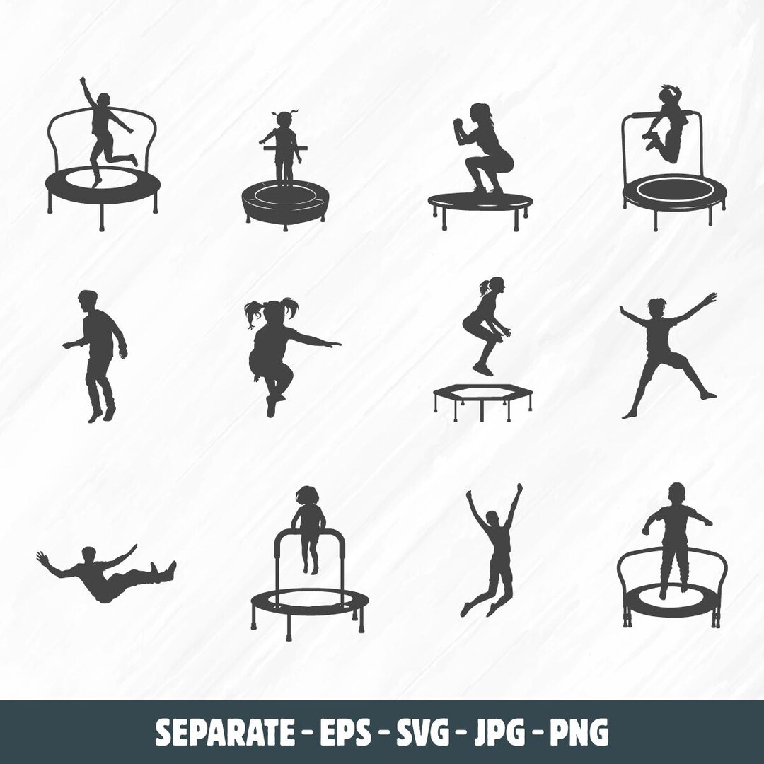 Trampoline Jumping SVG, Trampoline SVG, Trampoline Jumping Silhouette ...