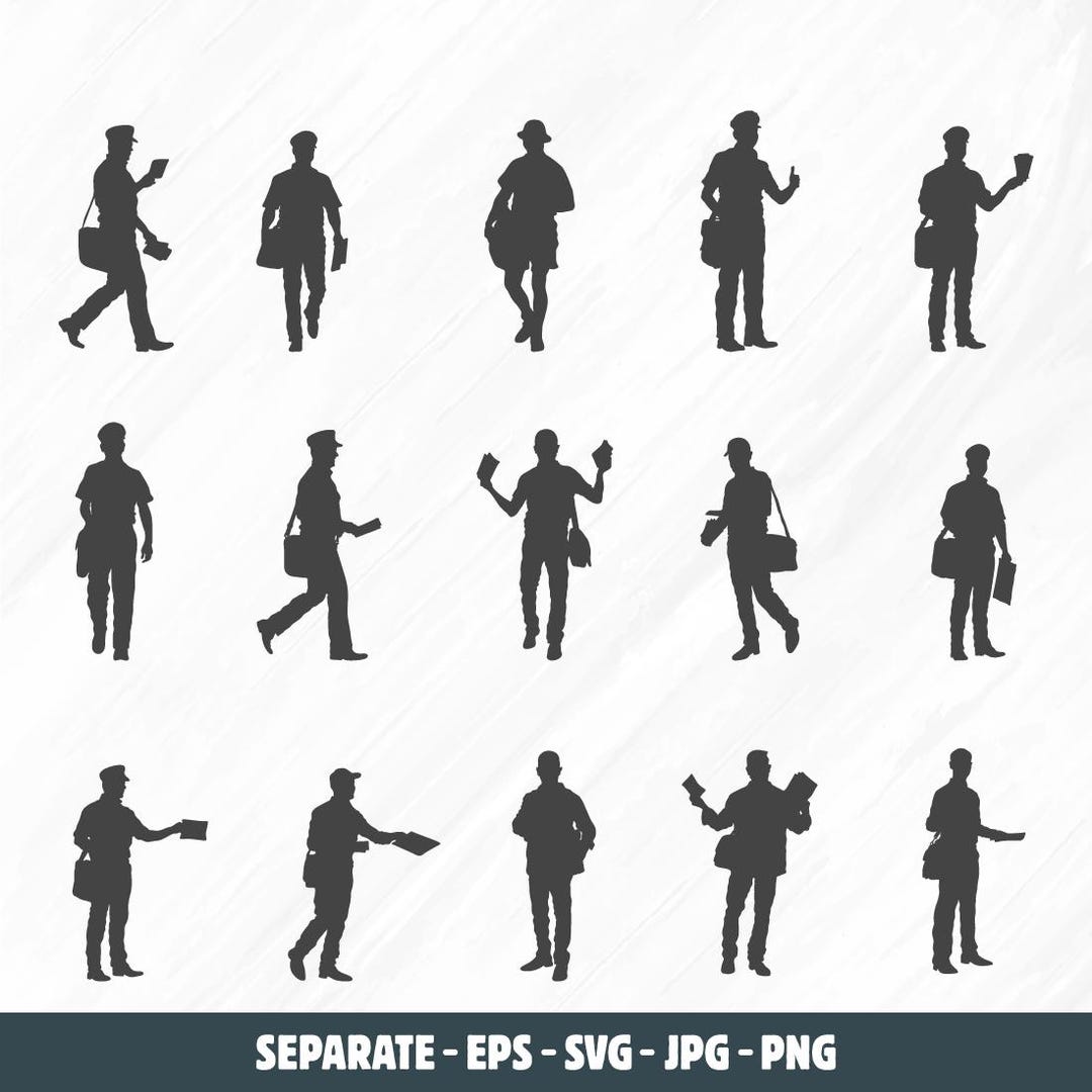 Postman SVG, Postman Silhouette, Postman Vector Set, Mailman Silhouette ...