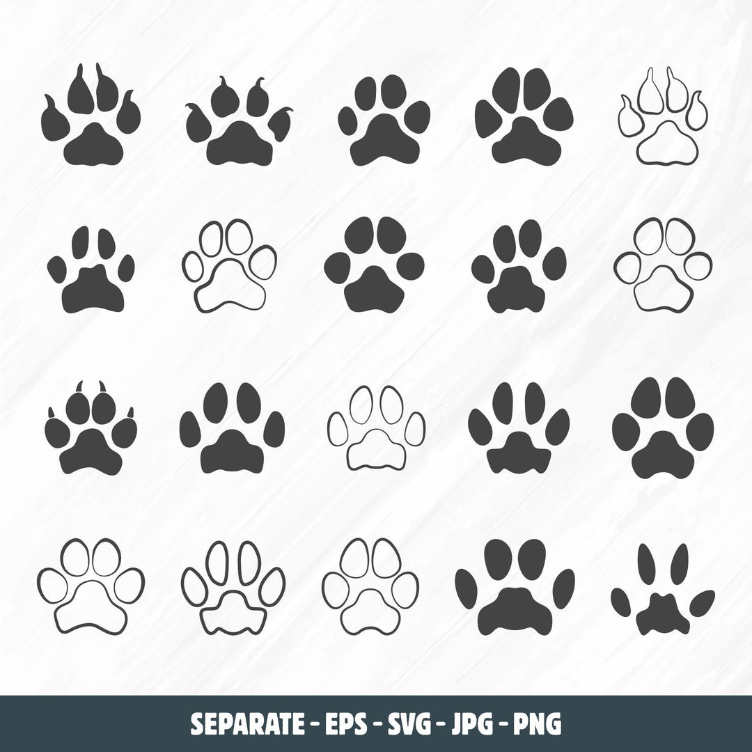 Dog Paw Svg, Dog Paw Outline, Dog Paw Silhouette, Dog Paw Clipart, Dog ...