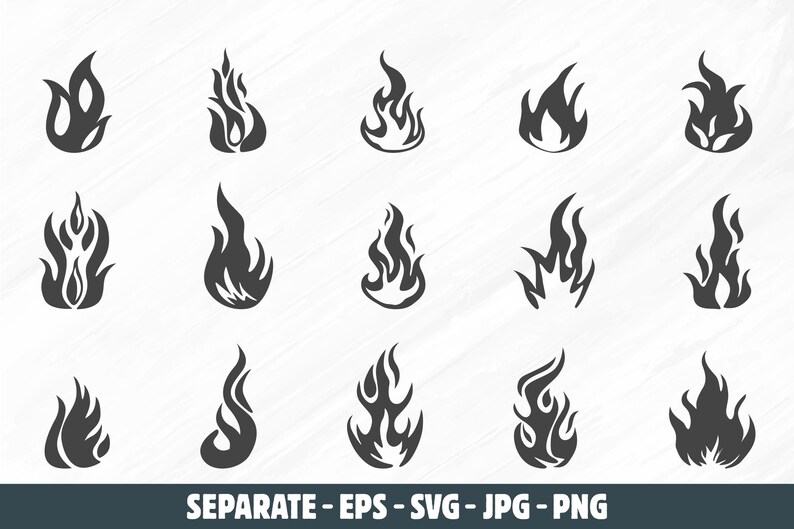 Fire Flames SVG: Hand Drawn Silhouette Vector (digital Download) - Etsy