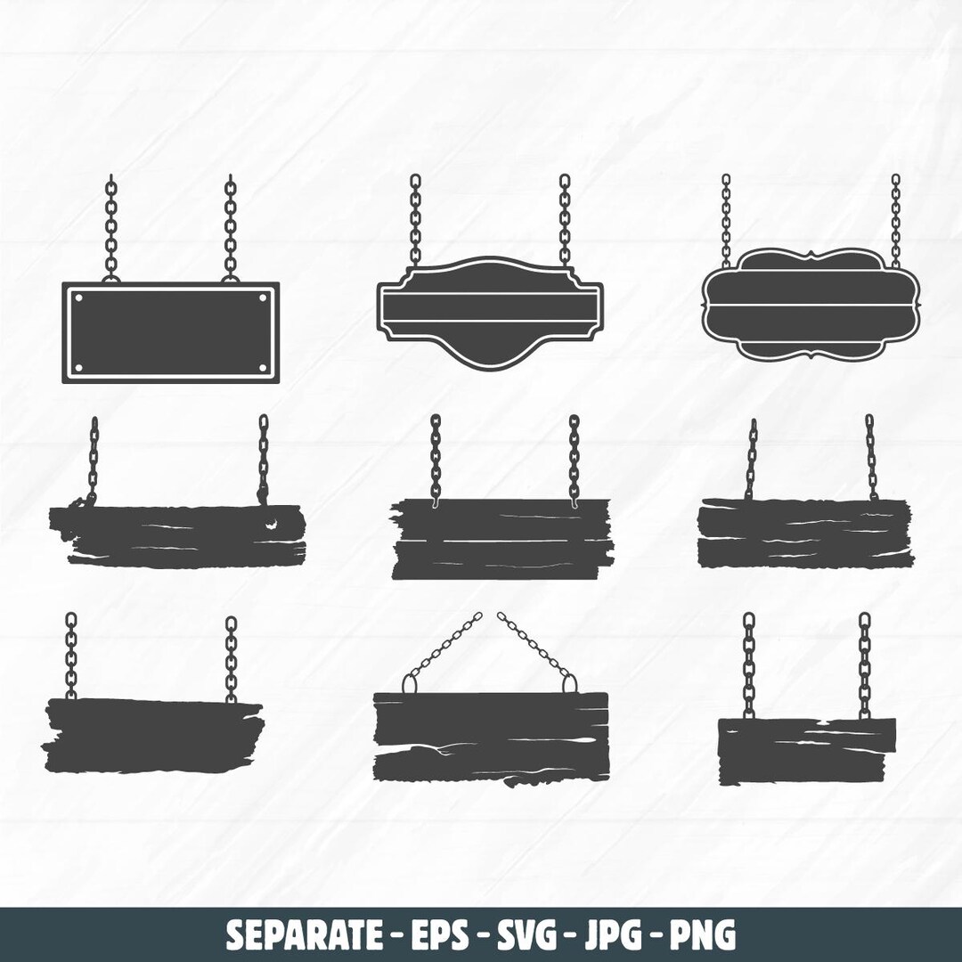 Vintage Sign Board With Chain Svg, Vintage Sign Board Svg, Vintage Sign ...