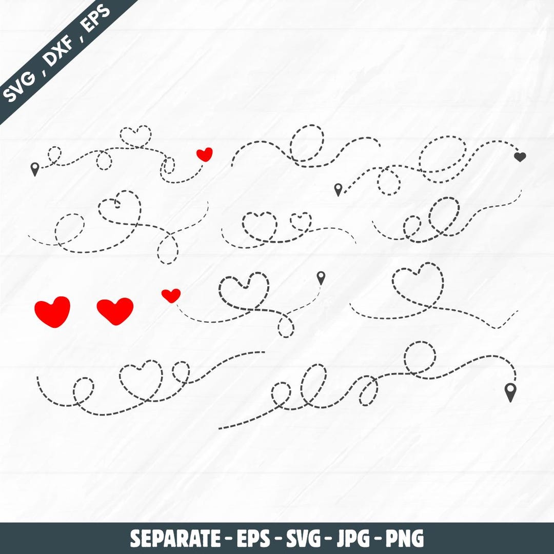 Dotted Heart Line SVG: Long Distance Love Vector (digital Download) - Etsy