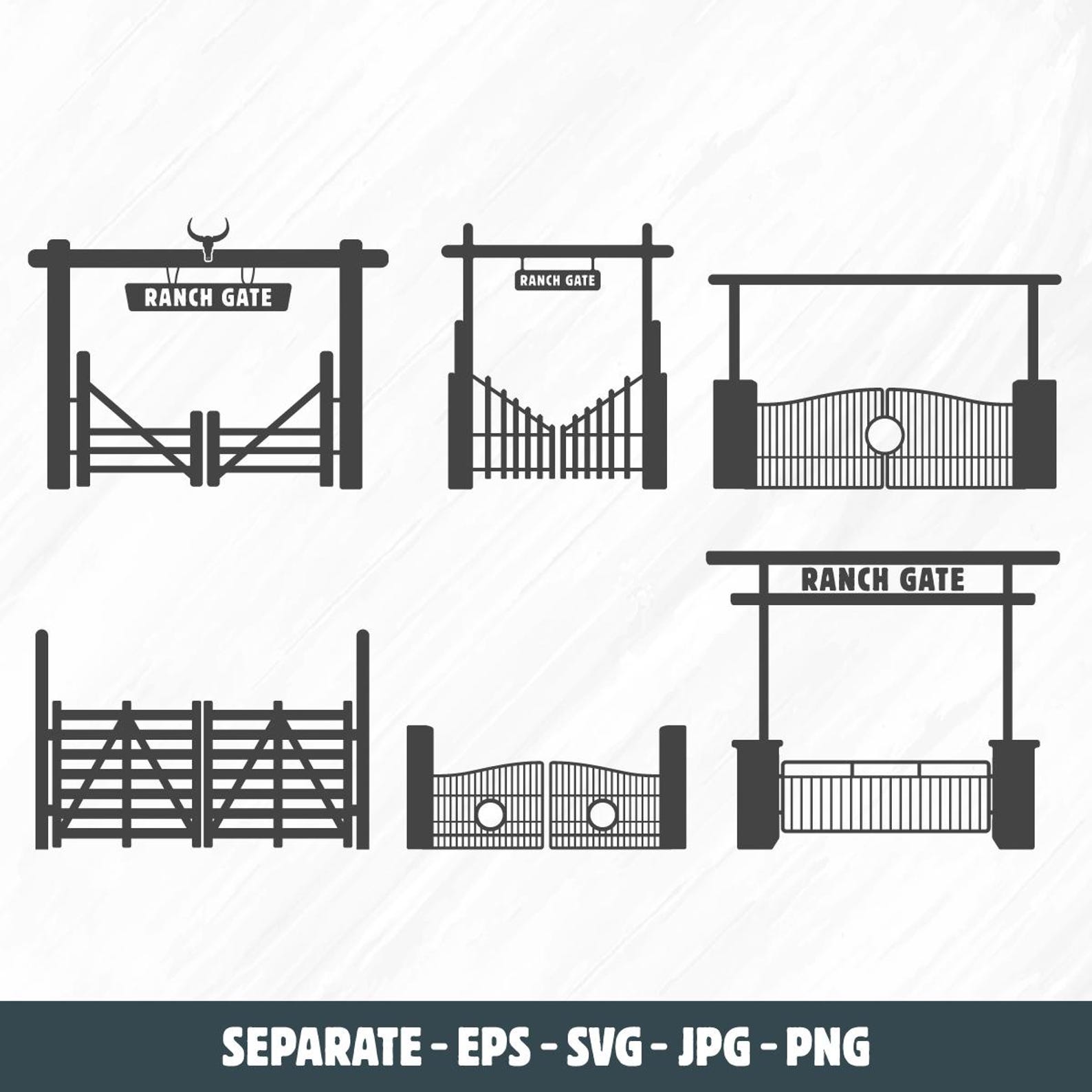 Ranch Gate Svg, Ranch Gate Silhouette, Gate Svg, Farm Fence Silhouette ...