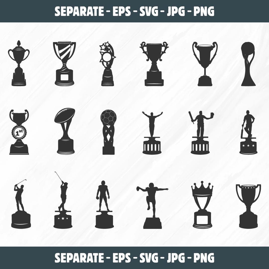 Sports Trophy SVG Bundle: Football, Cricket, Golf (digital Files) - Etsy