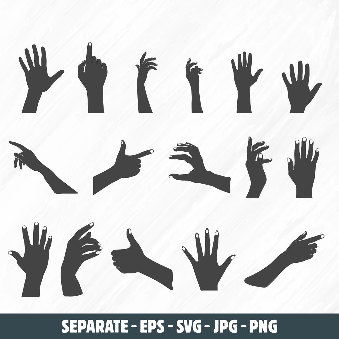 Hand Silhouette, Hand Svg, Hand Gesture Silhouette, Hand Gesture Svg, Hand Gesture Vector, Hand ...