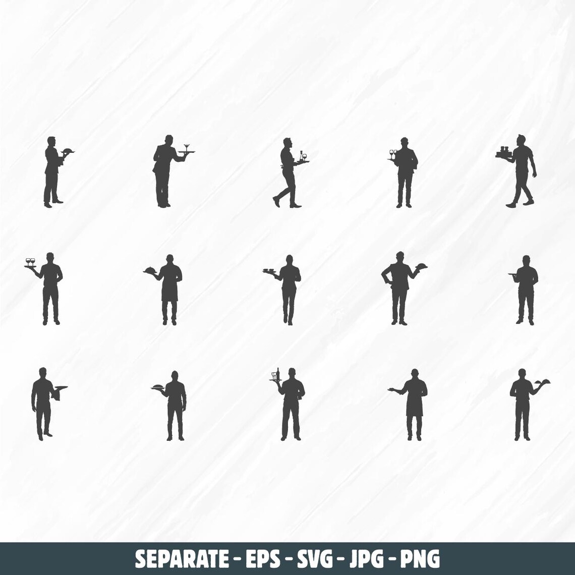 Waitress Silhouette Vector Set (svg, Eps, Png, Jpg) - Etsy