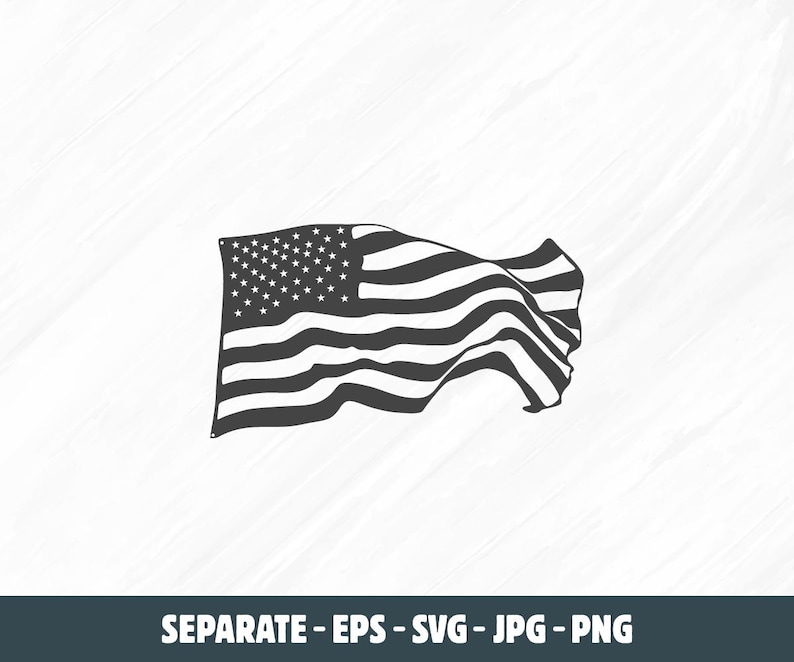 Waving USA Flag Svg, Waving Flag SVG, Waving USA Flag Silhouette ...