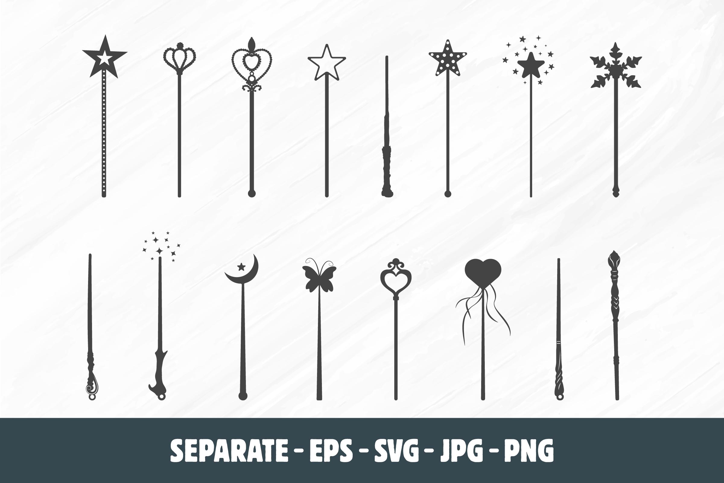 Wands SVG, Magic Wands SVG, Magic Wand Silhouettes, Wand Silhouette ...
