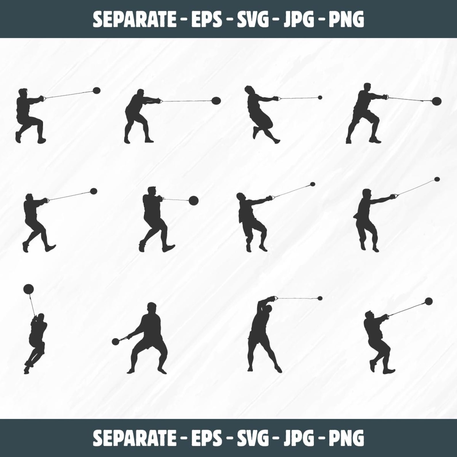 Hammer Throw Silhouette Vector, Player Graphics (svg, Eps, Dxf, Jpg) - Etsy