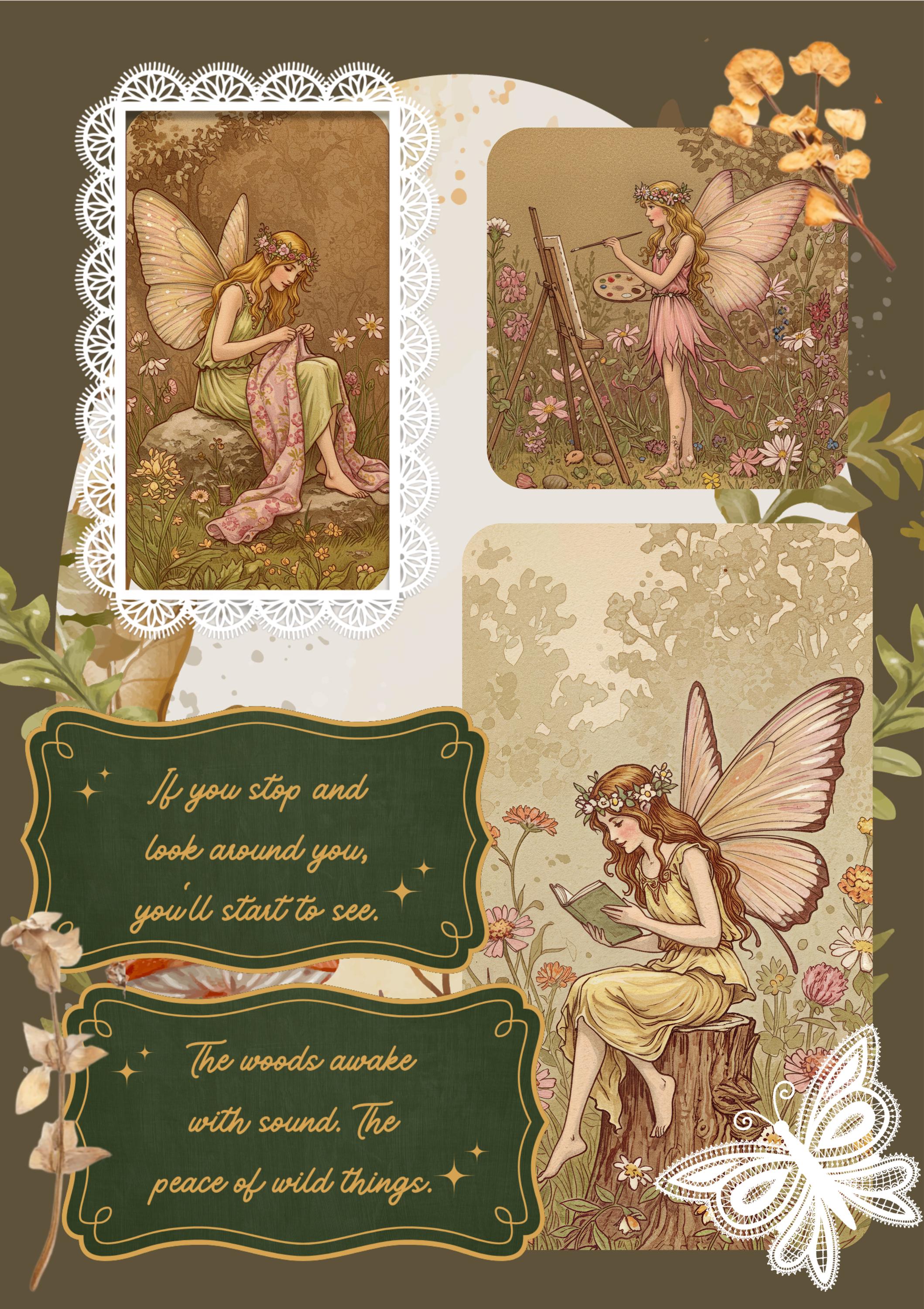Fairycore Decor Printable, Fairy Junk Journal Kit, Vintage Fairies ...