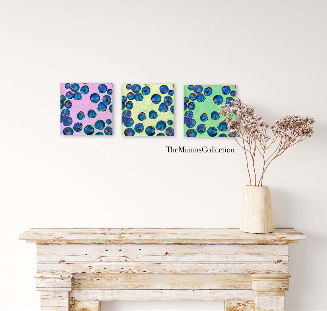 Colorful Blueberry Trio Abstract Painting Prints Pop Art - Etsy