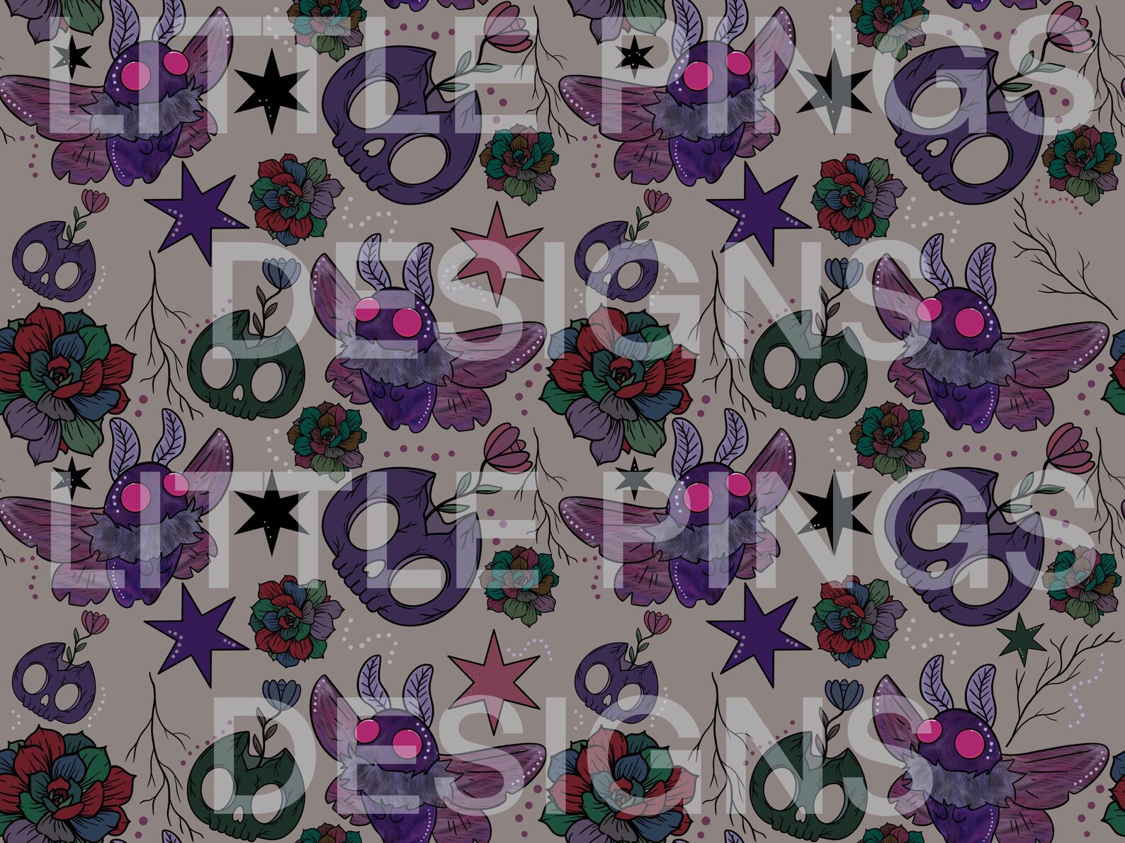 Mothman Floral Seamless Cryptid Seamless Moth Man Seamless Digital File ...