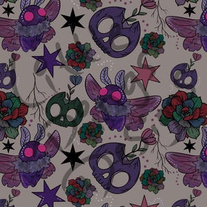 Mothman Floral Seamless Cryptid Seamless Moth Man Seamless Digital File ...