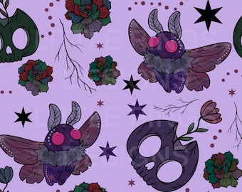 Mothman Floral Seamless Cryptid Seamless Moth Man Seamless Digital File ...