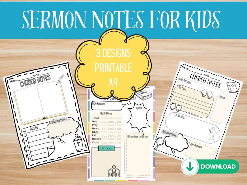 Sermon Notes for Kids | Church Resource | Bible Study Notes | Sunday ...