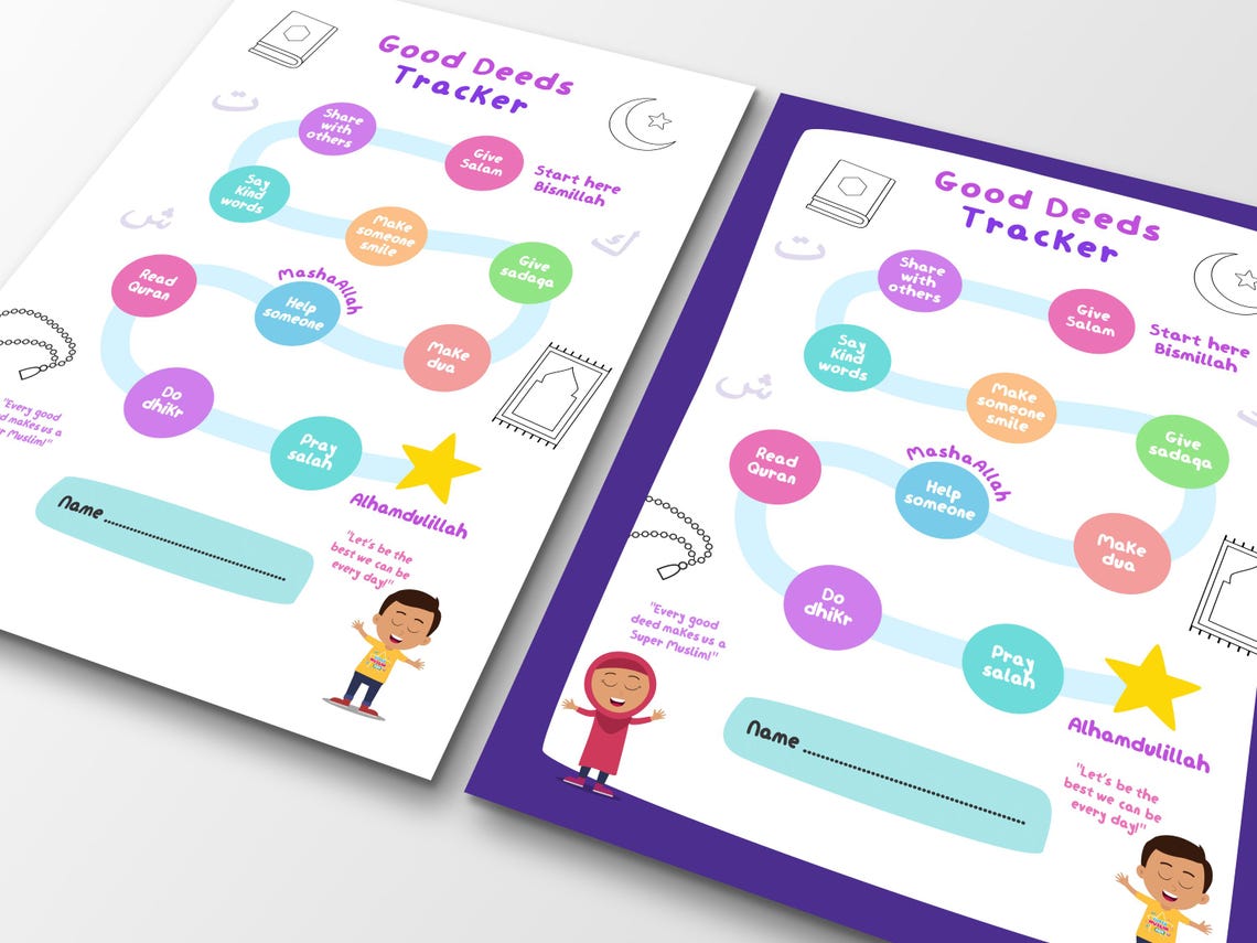Islamic Good Deeds Chart for Kids: Ramadan & Salah Tracker (digital ...