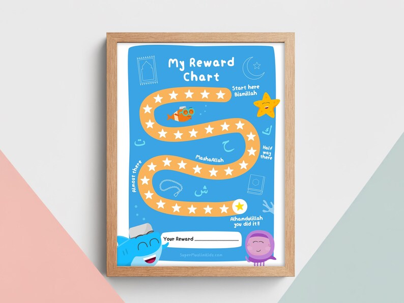 Muslim Shark Reward Chart: Islamic Goal Tracker for Kids (digital ...