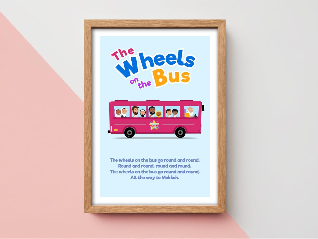 Wheels on the Bus Wall Art | Islamic Nursery Print | Muslim Kids Song ...