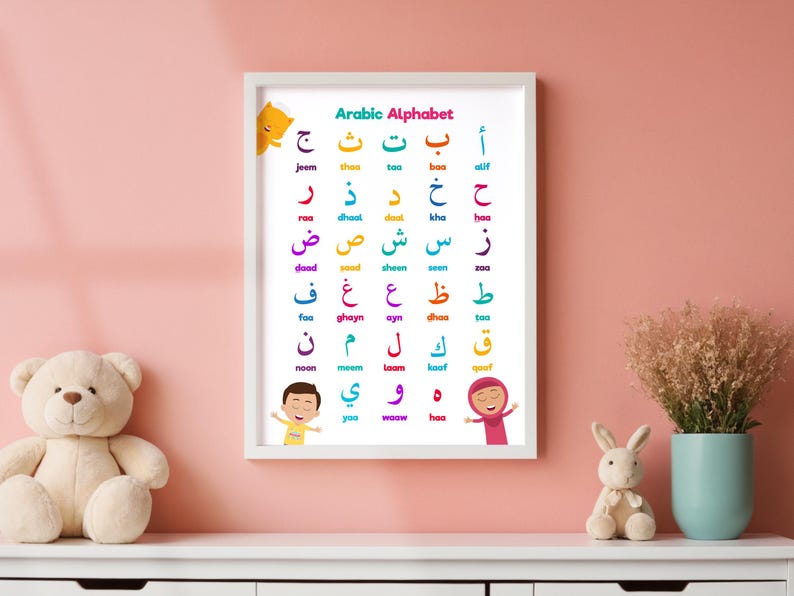 Colorful Arabic Alphabet Poster: Kids Learning, Islamic Nursery ...