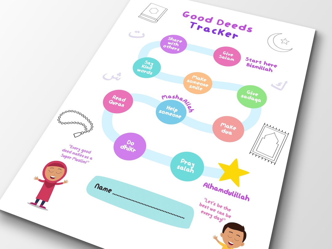 Good Deeds Chart for Kids | Islamic Reward Chart | Encouragement ...