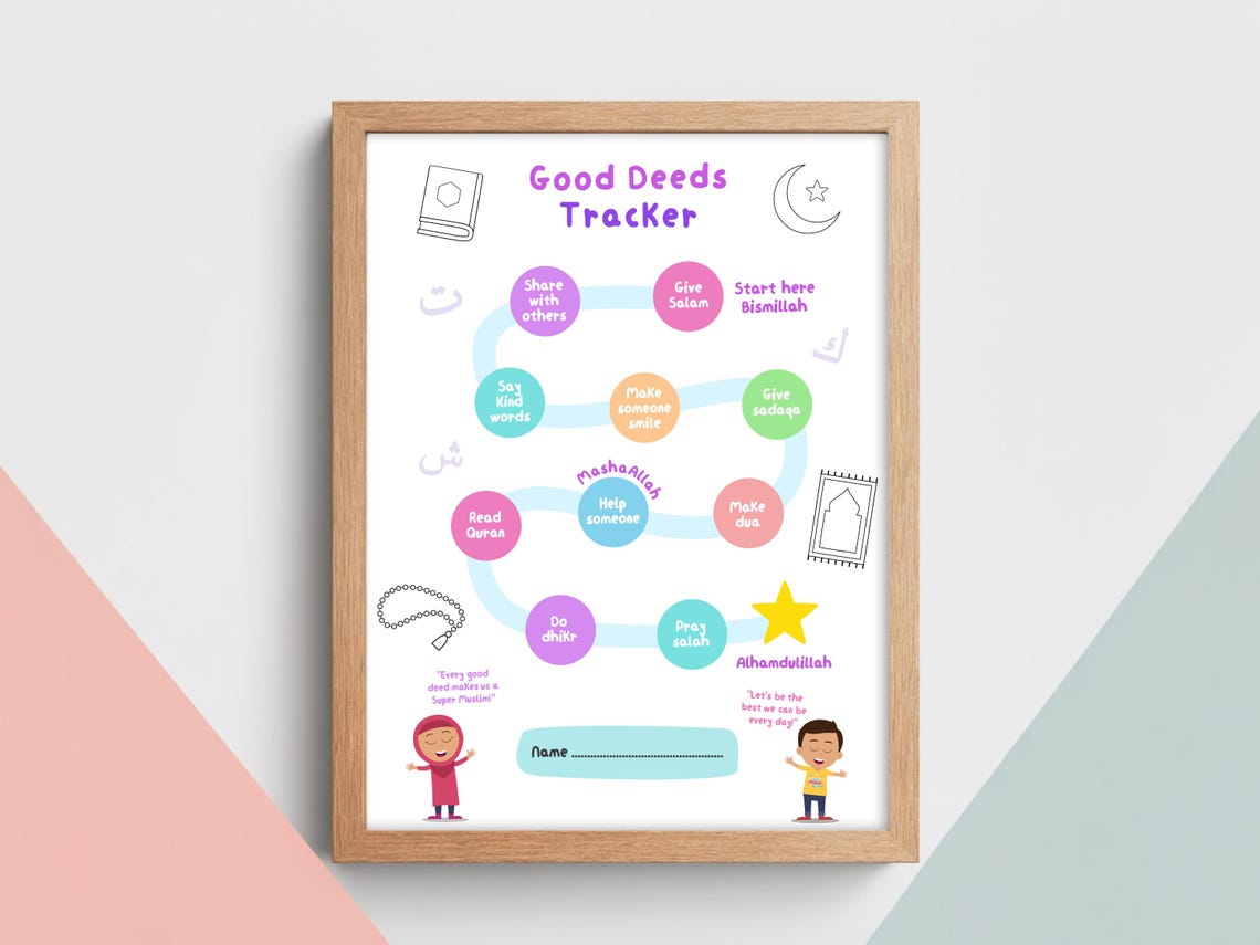 Islamic Good Deeds Chart for Kids: Ramadan & Salah Tracker (digital ...