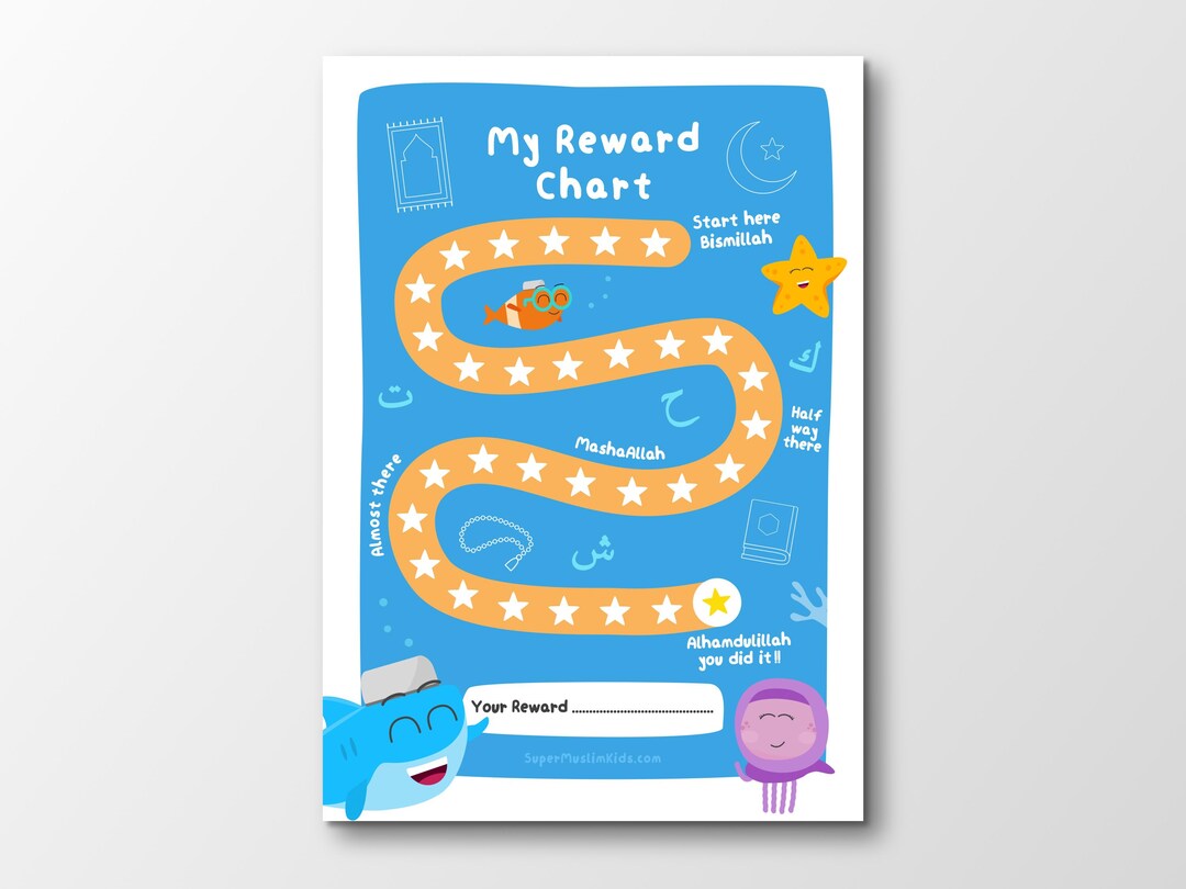 Muslim Shark Reward Chart: Islamic Goal Tracker for Kids (digital ...