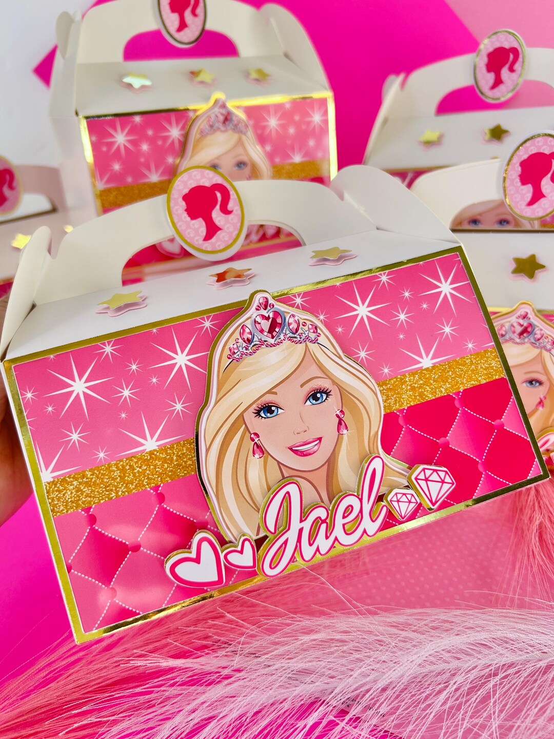 Birthday Party Boxes/ Barbie Gift Boxes/barbie Birthday Party/ Pink ...