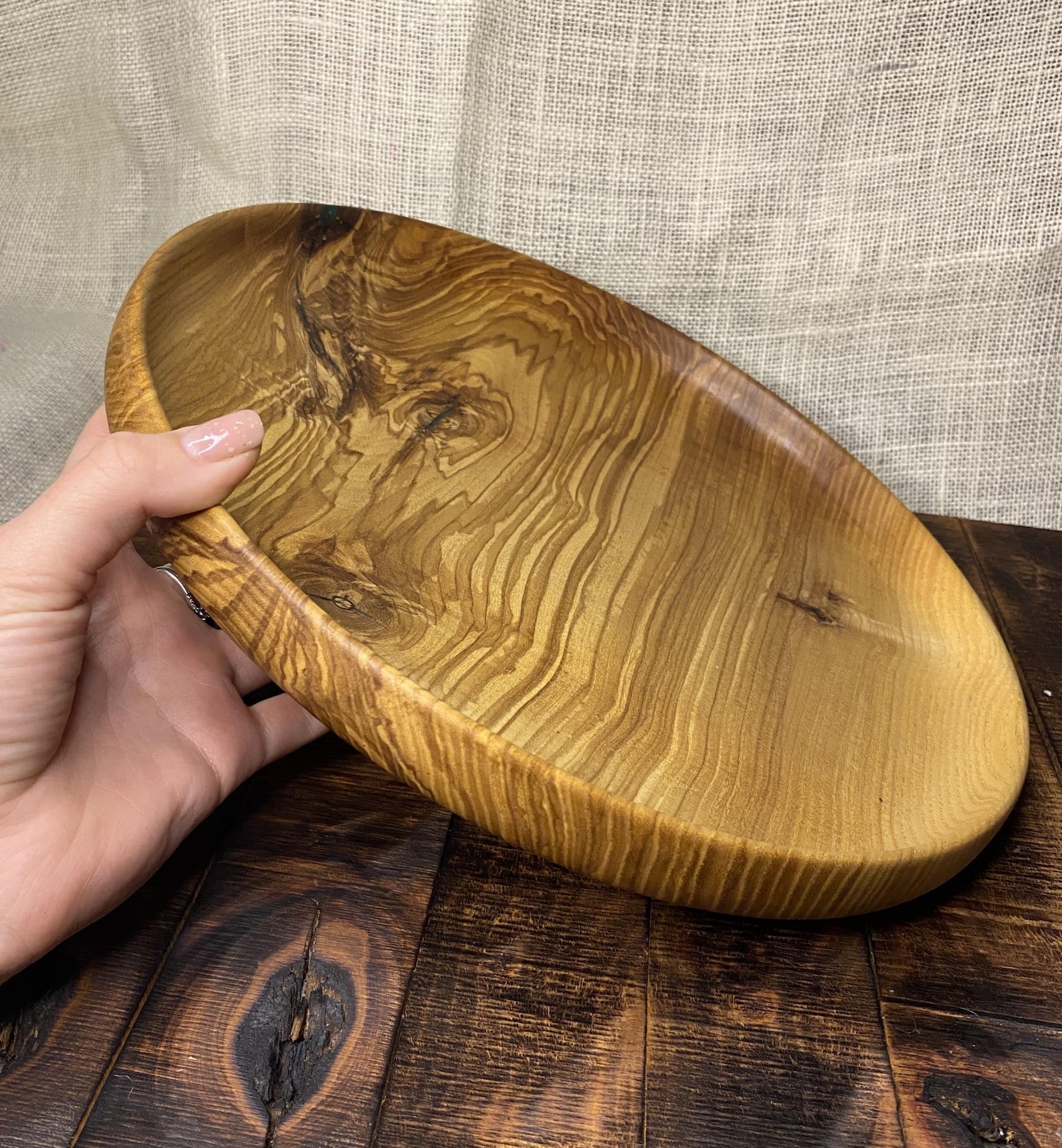 Modern Big Wooden Plate,natural Wood Texture Plate,handmade Wooden ...