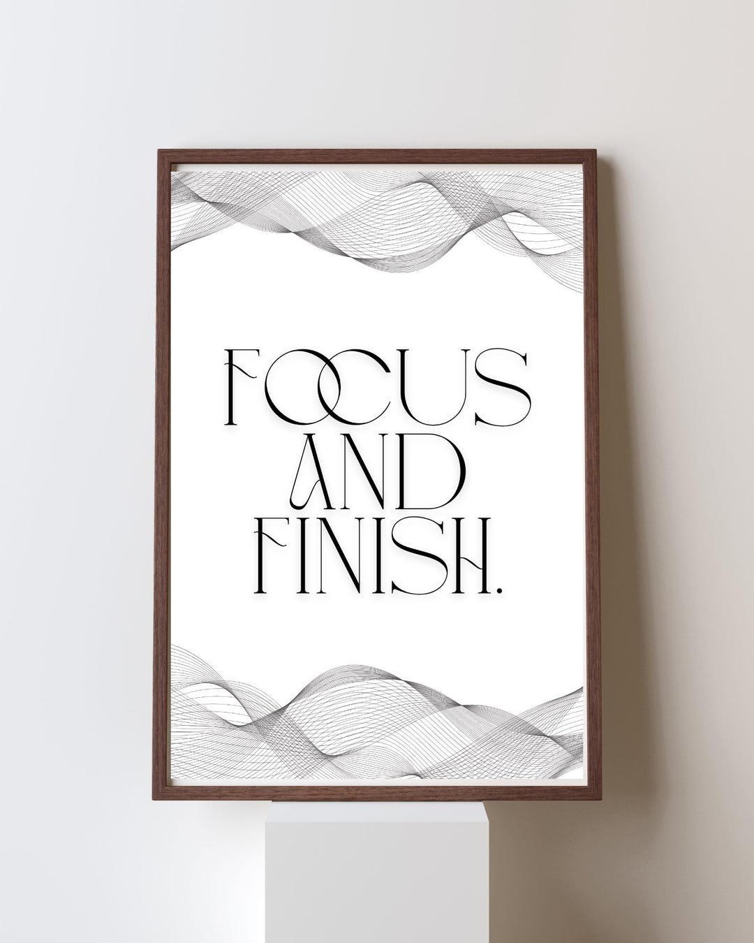 Focus and Finish Printable Poster – Black and White Minimalist Wall Art ...