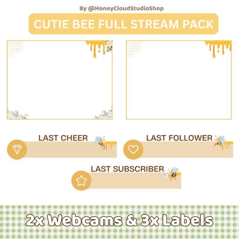 Cutie Bee Twitch Stream Overlay Package | Animated Screens, Alerts ...