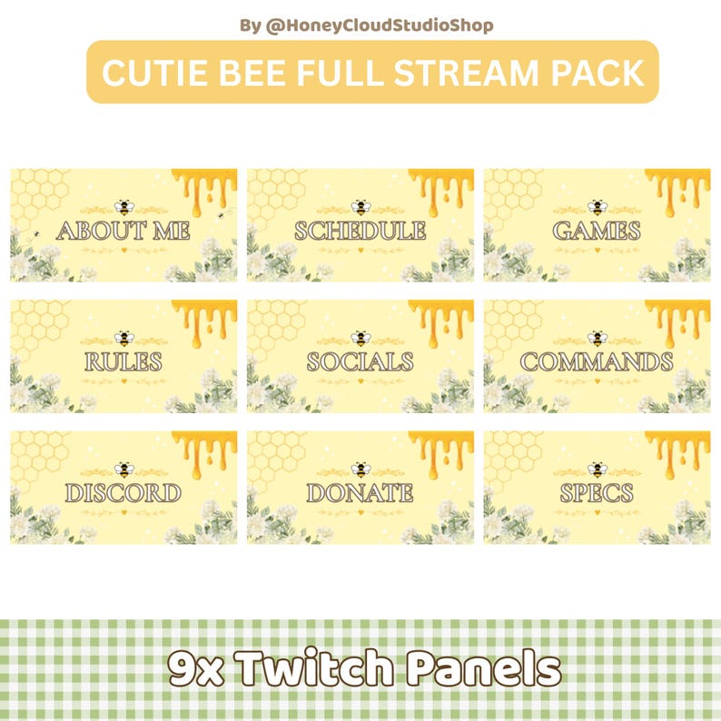 Cutie Bee Twitch Stream Overlay Package | Animated Screens, Alerts ...