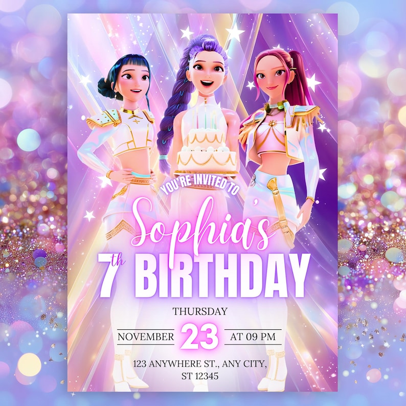 Editable KPOP Demon Hunters Invitation K Pop Birthday Invitation KPOP ...