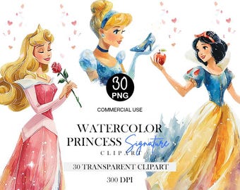 Whimsical Fairytale Princess Clipart Bundle Watercolor Fairytale PNG ...