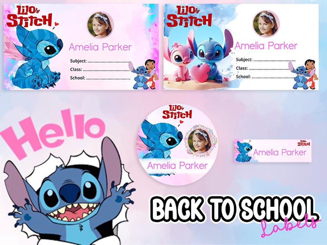 Lilo & Stitch Back to School Supply Labels Sticker Custom Stitch Png ...
