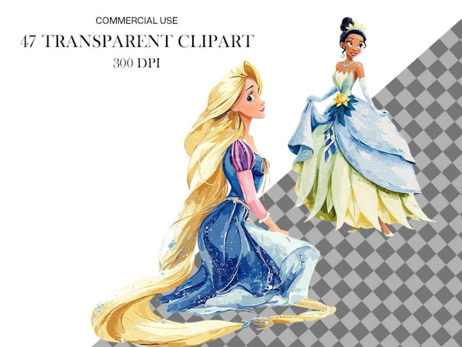 Whimsical Fairytale Princess Clipart Bundle Watercolor Fairytale PNG ...