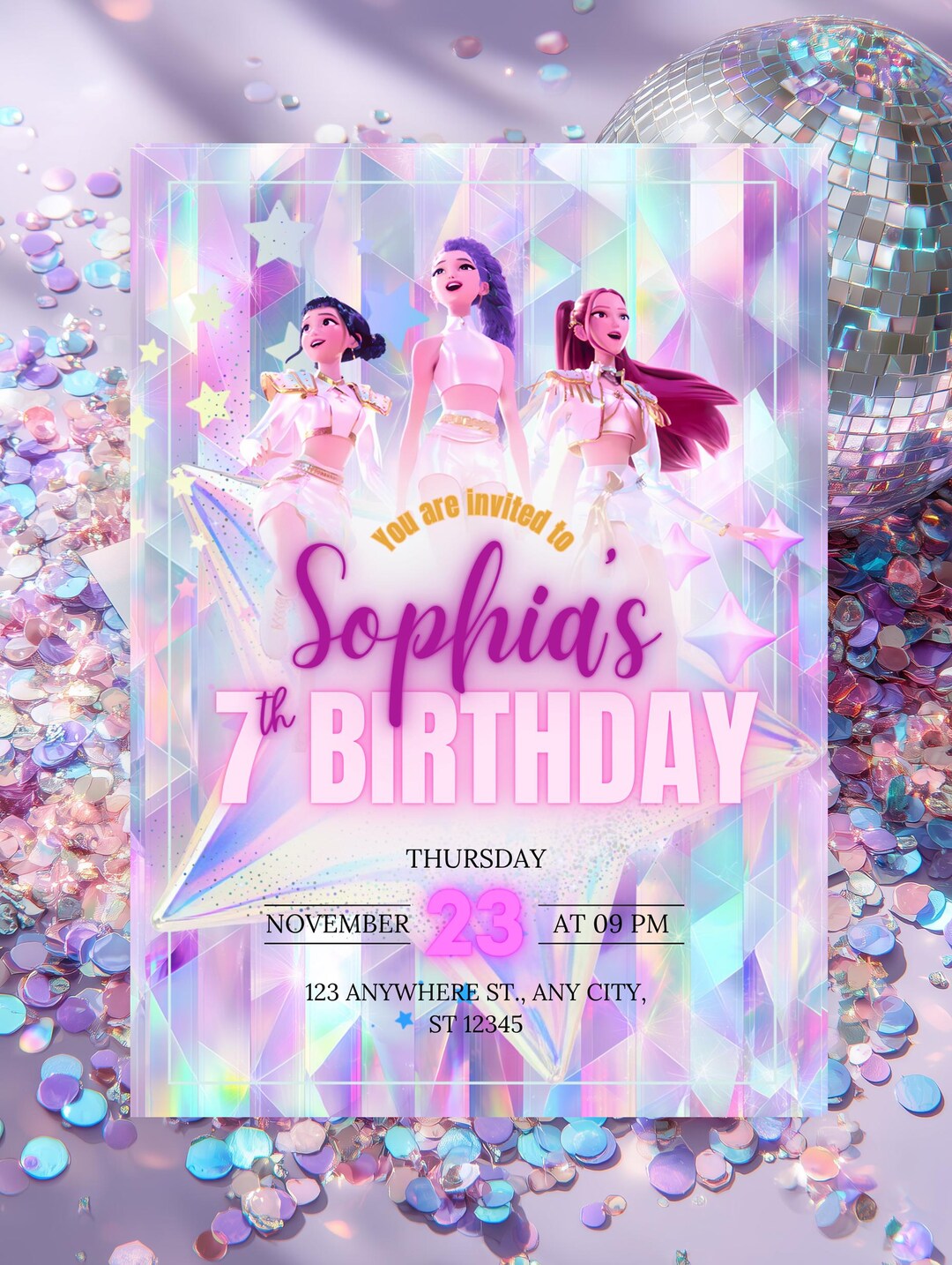 KPOP Demon Hunters Invitation EDITABLE K Pop Birthday Invitation KPOP ...