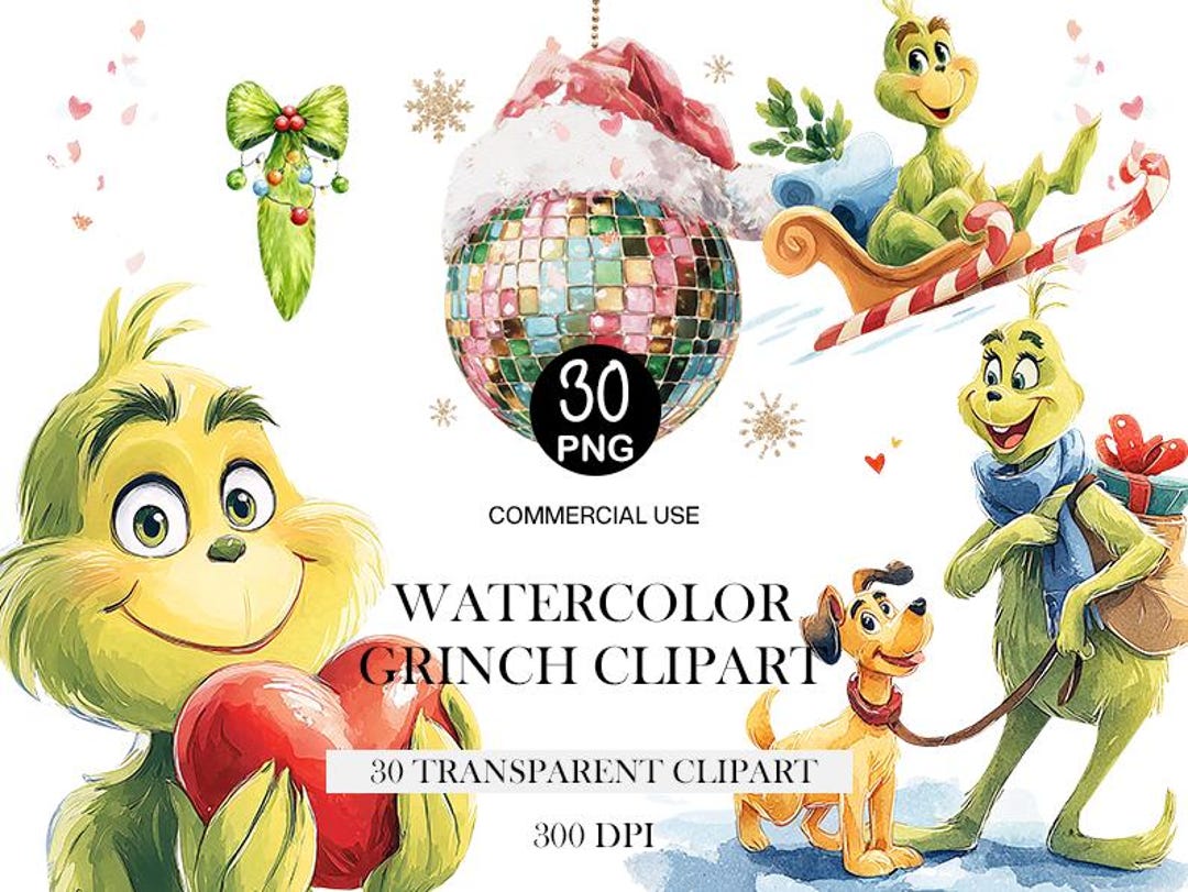 Watercolor Grinch Christmas Mega Bundle PNG Grinch Png Christmas Bundle ...