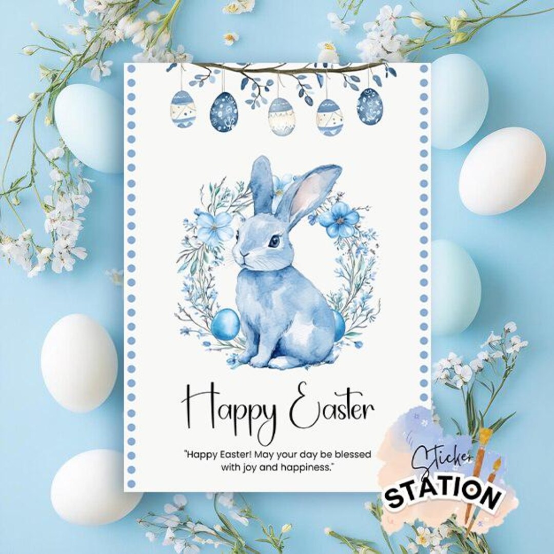Printable Easter Card Digital Printable Easter Card Watercolor Flowers ...