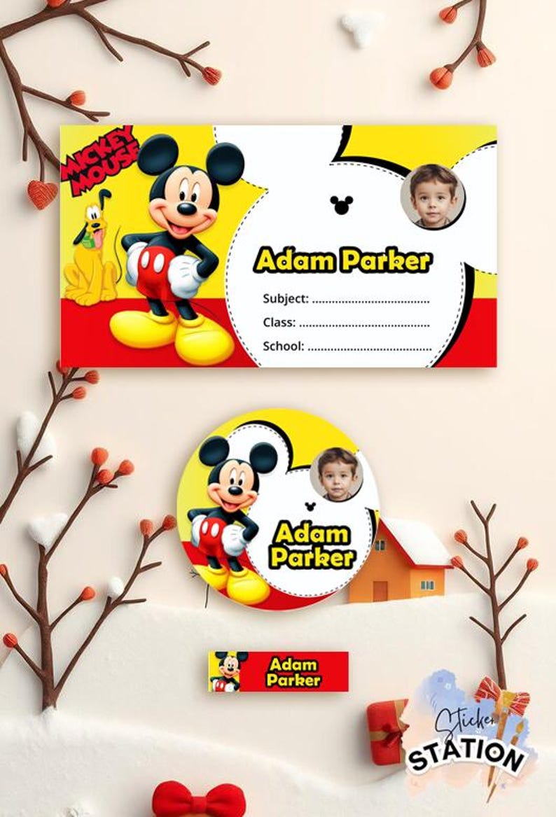 School Labels Mickey Mouse Custom Name Label Printable School Labels ...
