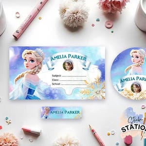 Elsa Frozen School Labels, Personalized Kids Name Stickers (digital ...