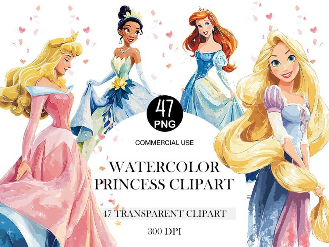 Whimsical Fairytale Princess Clipart Bundle Watercolor Fairytale PNG ...