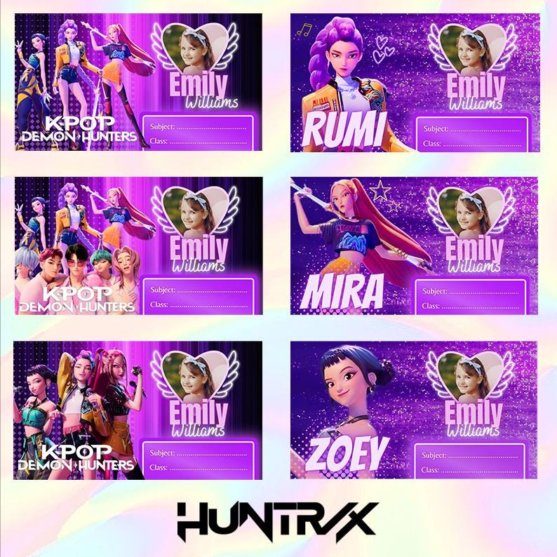 KPOP DEMON HUNTERS Png Kpop Demon Hunters Back to School Supply Labels ...