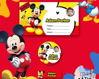 Mickey Mouse School Labels, Personalized Name Stickers (digital ...