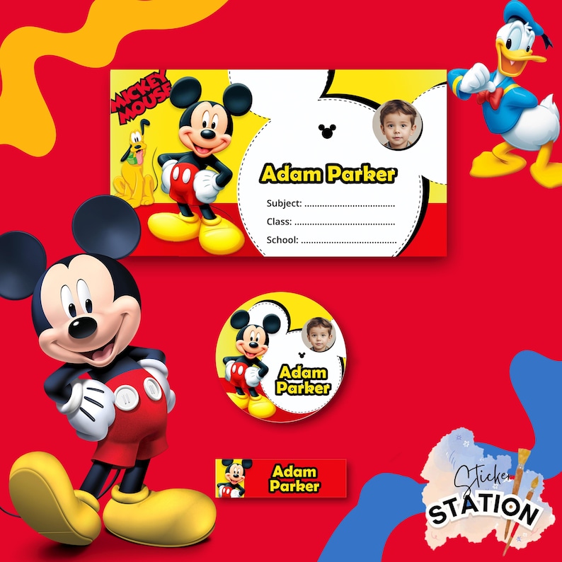 School Labels Mickey Mouse Custom Name Label Printable School Labels ...