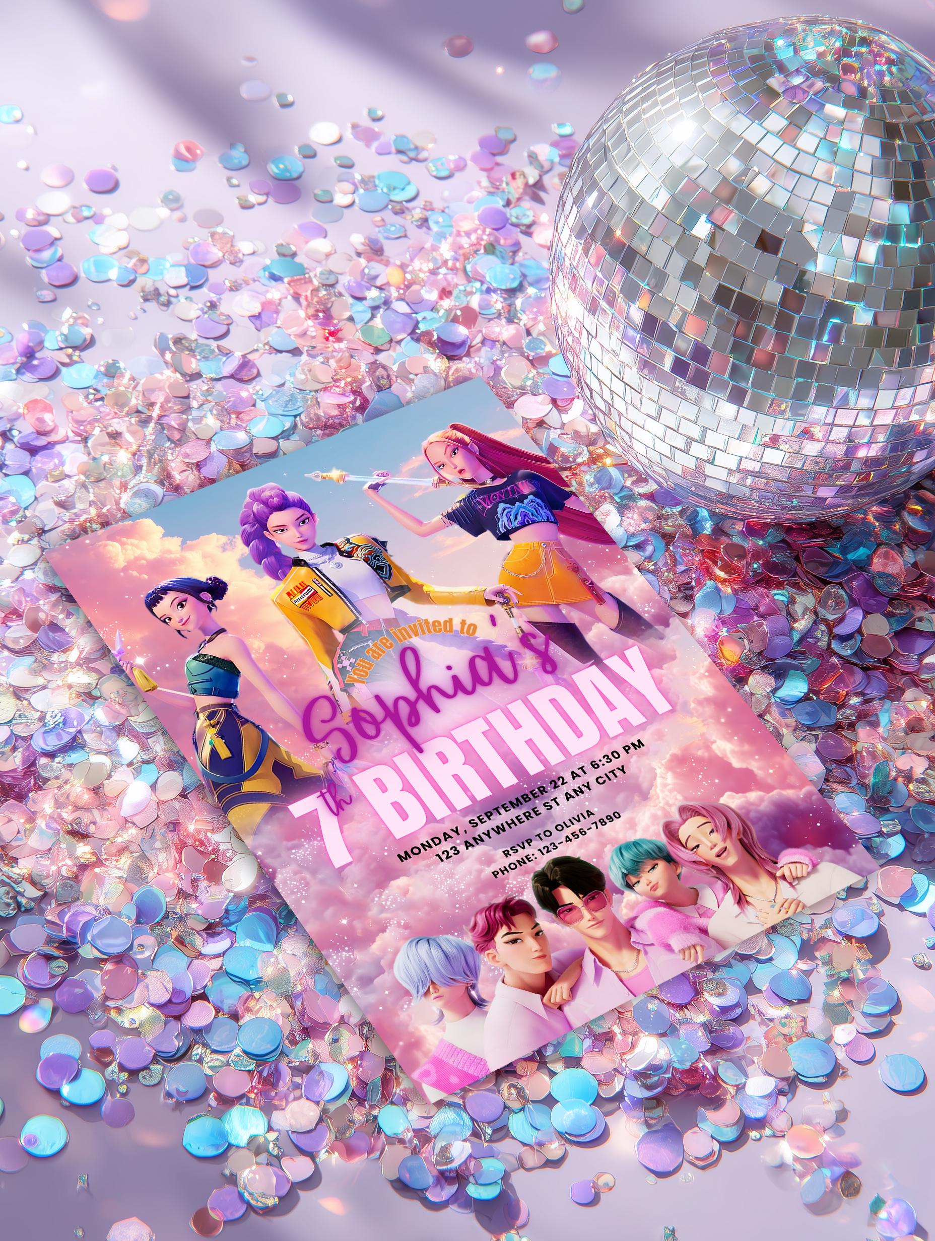 KPOP Demon Hunters Invitation Editable KPOP Demon Hunter Clipart PNG K ...