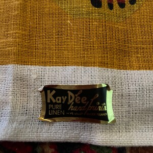 Vintage Kay Dee Handprints Vintage Linen Towrl Tribal Ethnic Pottery ...