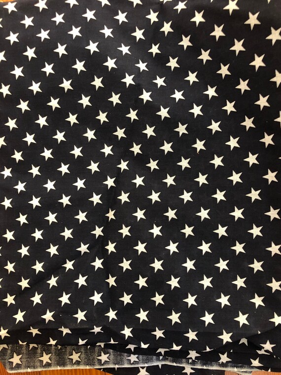 Navy Blue and White Stars Print Fabric | Etsy